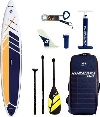 Gladiator SUP Board Elite Kids | 3-Fach verstärkte Kanten | Komplettset mit Zubehör | Blau | Langlebiges Racing Stand Up Paddle Board für Fortgeschrittene | Für