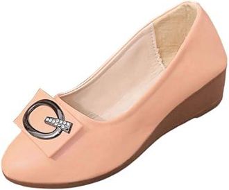 Generic Chaussures &agrave; enfiler l&eacute;g&egrave;res pour femme, couleur unie, &eacute;l&eacute;gantes, classiques, confortables, d&eacute;contract&eacute;es, talon compens&eacute;, chaussures de travail en pl