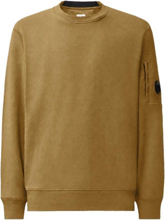 C.P. Company Diagonal Raised Fleece Crewneck Sweatshirt mit Linse - - Sweatshirts & Hoodies - Herren - Braun - L