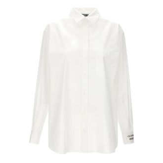 Moschino Stretch Baumwoll-Popeline-Hemd - - Blouses & Shirts - Damen - Wei&szlig; - XL