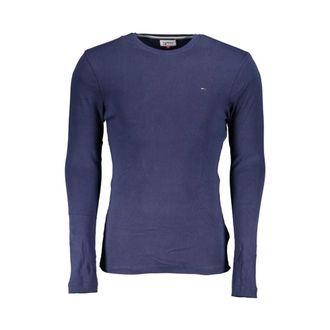 Tommy Hilfiger Homme, Tops, Bleu, Taille: XL T-shirt Bleu en Coton &agrave; Manches Longues avec Logo