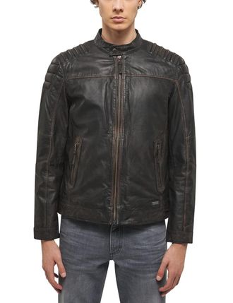 Mustang Jeans Herren Lederjacke Whyte Brown 4XL