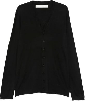 Isabel Benenato Isabel Benenato, Homme, Pulls, Noir, Taille: L Cardigan boutonn&eacute; &agrave; col en V