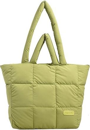 Generic Sac &agrave; main matelass&eacute; unisexe pour femmes, sac d&eacute;contract&eacute; en tissu nylon, grand mod&egrave;le, parfait pour automne/hiver (vert)