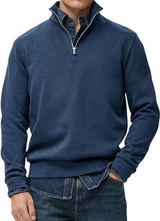Generic Pull &agrave; col roul&eacute; pour homme - Sans capuche - Demi-fermeture &eacute;clair - Couleur unie - Pull d&eacute;contract&eacute; - Printemps - Automne - Manches longues - Col mon