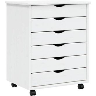 vidaXL Rollschrank mit Schubladen moss Wei&szlig; Massivholz Kiefer - Vidaxl