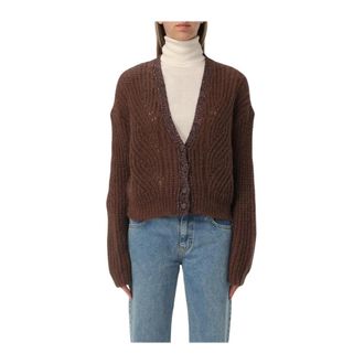 Liu Jo Glitzernder Cardigan f&uuml;r Stilvollen Look - - Knitwear - Damen - Braun - L