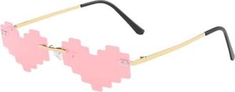 Generic Lunettes amusantes en forme de coeur - Lunettes en forme de coeur en mosa&iuml;que - Color&eacute;es, sans bordures, montantes et amusantes - Pour adultes et
