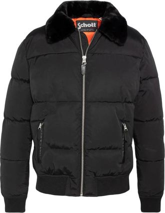 Schott NYC Schott Nyc, Homme, Vestes, Noir, Taille: S Doudoune avec Col Amovible en Fausse Fourrure
