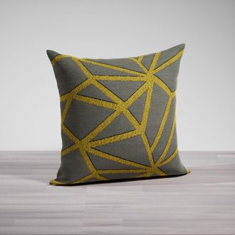 Lysel Kissen gelb-grau Nioni 38x38cm, Synthetisches Mischgewebe Dekokissen 1W