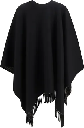 Fendi FF Zucca Reversible Wool-Cashmere Poncho - Brown
