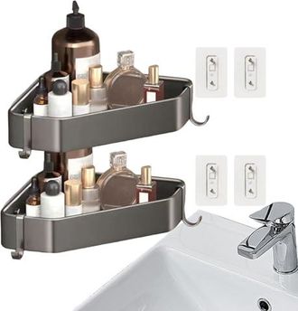 Generic Salle de bain Legde - Support de douche | Organiseur dangle antirouille pour shampooing, savon et articles de toilette, &eacute;tag&egrave;re triangulaire peu encom