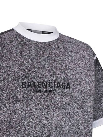 Balenciaga Mens T-Shirt Regular Fit Heathered Black Cotton T-Shirts And Polos