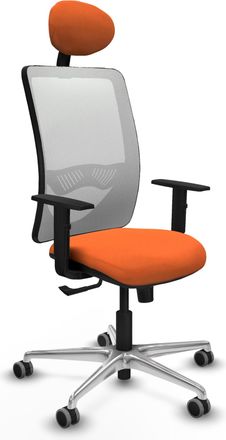 Piqueras y Crespo Zulema Drehstuhl ohne Rollen mit 1D-Armlehnen, h&ouml;henverstellbare Lendenwirbelst&uuml;tze und festes Kopfteil, ausgestattet mit 3 Positionen, Wei&szlig;/Orange