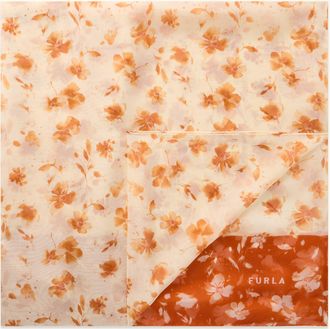 Furla Primavera Stola 70x200 Toni Morning Gelb Seidenchiffon Mit Floral Dots-print Damen
