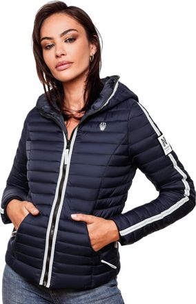 Navahoo Damen Jacke Steppjacke &Uuml;bergangsjacke gesteppt Herbst Kapuze B811 [B811-Kim-Pri-Navy-Gr.S]