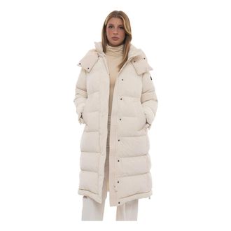 Peuterey Gepolsterte Lange Jacke mit Abnehmbarer Kapuze - - Coats - Damen - Beige - M