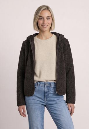 Street One Cardigan STREET ONE, Damen, Gr. 44, braun (schwarz coffee), Stoff, 100% Polyester, unifarben, comfort fit normal, ohne Ausschnitt, normaler Saum, Stri