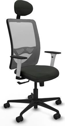 Piqueras y Crespo Schwarzer B&uuml;rostuhl Zulema mit wei&szlig;en und schwarzen Armlehnen, h&ouml;henverstellbare Lendenwirbelst&uuml;tze und festes Kopfteil, ausgestattet mit 3 Positionen