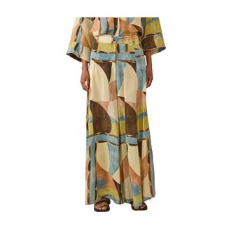 Souvenir Femme, Pantalons, Multicolore, Taille: 36 FR Pantalon Large en Viscose Imprim&eacute;e