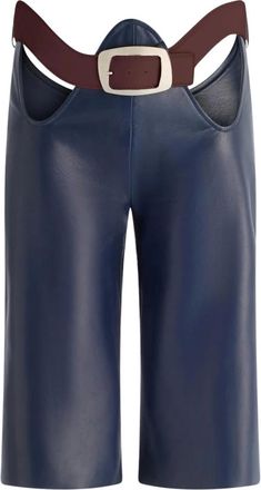 Jean Paul Gaultier Femme, Shorts, Bleu, Taille: 40 FR Bermuda en cuir