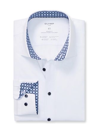 Olymp Herren Oberhemd Langarm Luxor 24/Seven,Single Jersey,439 Modern-fit-Jerseyshirt-01,13 New Kent,Weiss 00,42