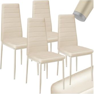 TecTake Lot de 4 Chaises de Salle &agrave; Manger Moderne Chaise Ergonomique Rembourr&eacute;e Confortable Chaise Design en Cuir synth&eacute;tique Meuble Salon avec Pieds en Acie