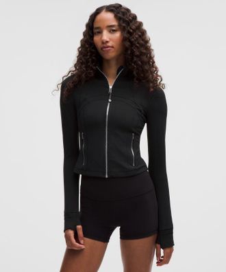 lululemon Define Crop-Jacke Nulu f&uuml;r Frauen - Gr&ouml;&szlig;e 10 in Black/Mirror Silver