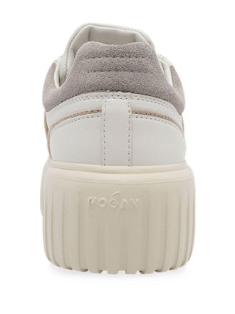 Hogan Suede-Paneled Lace-Up Sneaker - White
