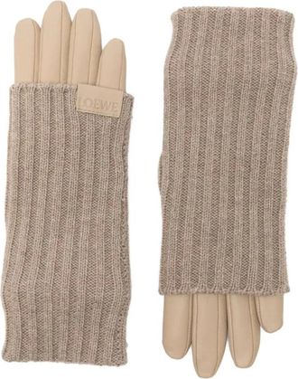 Loewe Femme, Accessoires, Beige, Taille: 7 IN Gants en m&eacute;lange de laine