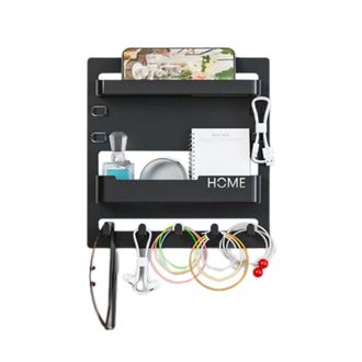 Generico 1 x schwimmende Regale, Wandhalterung, Wandhalterung, Wandsticker, Badezimmerregale, selbstklebende Regale, Organizer mit Haken und Kabelclips f&uuml;r Sch