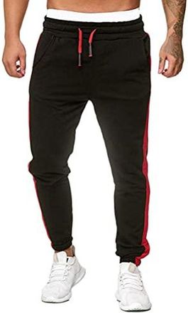 ORANDESIGNE Homme Pantalon de Jogging Training Pantalon de Surv&ecirc;tement Gym Joggers Sweatpants D&eacute;contract&eacute;e Bande Lat&eacute;rale Pantalons de Sport avec Poches B Noir XS