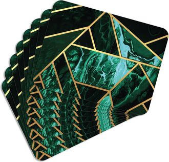 MG Design Set aus 8 Kork-Platzsets - Sapphire Gold - 30 x 40 cm - hitzebest&auml;ndig & abwischbar, mit Korkr&uuml;ckseite