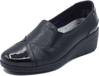 Melluso K91639 Black Mocassins Confort pour femme en cuir et peinture noire avec compensée haute, Noir, 40 EU