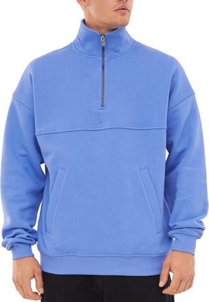 Johnny Urban Sweatshirt mit Rei&szlig;verschluss Herren & Damen Blau Lila - Cooper - Half Zip Sweater Pullover aus Baumwolle - Oversized Troyer Mit K&auml;ngurutasche - Stehk