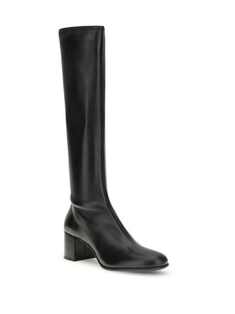 Prada Lambskin Mid-Heel Boots - Black