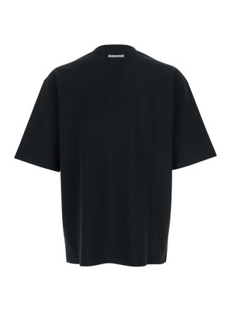 Dsquared2 Mens Black Cotton T-Shirt With Front Logo T-Shirts And Polos