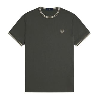 Fred Perry Homme, Tops, Vert, Taille: XL T-shirt &agrave; double passepoil