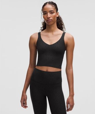 lululemon Align Tanktop f&uuml;r Frauen - Gr&ouml;&szlig;e 12 in Linear Wordmark Emboss Black