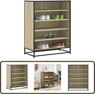 vidaXL Schuhschrank Sonoma Eiche 75x38x97,5 cm Holzwerkstoff Metall - Vidaxl