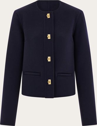 Ferragamo Damen Jacke mit Gancini-Kn&ouml;pfen Blau
