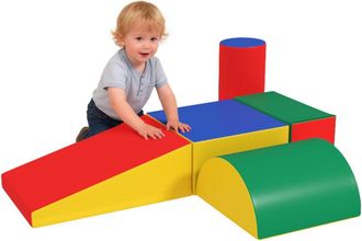 HOMCOM Module motricit&eacute; b&eacute;b&eacute; - HOMCOM - 5PCS - en mousse EPE - pour enfants d&acirc;ge pr&eacute;scolaire - multicolore