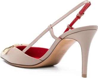 Valentino Garavani Pointed-Toe Leather Flat - Beige