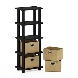 Furinno Turn-N-Tube Rack Système à 4 Bacs, Bois dense, Espresso/Black, One Size