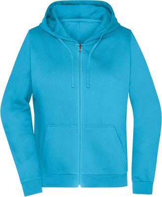 James & Nicholson Damen Basic Kapuzen-Sweatjacke - Leicht taillierte Sweatjacke mit Kapuze | Farbe: turquoise | Gr&ouml;sse: 3XL