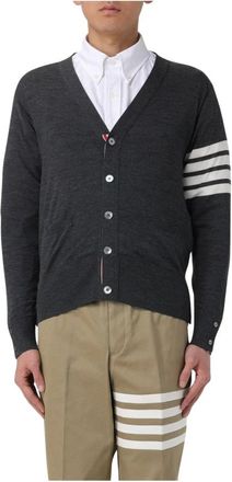 Thom Browne Homme, Pulls, Noir, Taille: XL Four Bar Classic Wool Cardigan