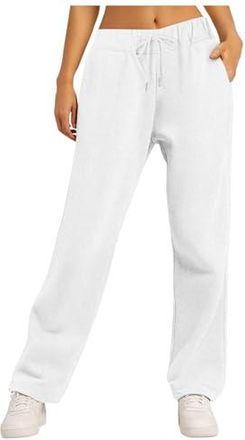Generic Pantalon Jogging Femme en Coton de Sport Chic &Eacute;lastique Taille Haute avec Poches Droit &agrave; Coupe Large Training Yoga D&eacute;contract&eacute; Baggy Pilates Bas Leger