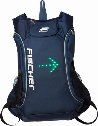 Fischer 50397 Rucksack mit Blinkfunktion | E-Scooter | LED Blinker | Sicherheit | Sichtbarkeit | bis zu 15 Stunden nutzbar | 16 Liter