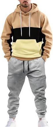 Generic Ensemble Jogging Homme Sweat &Agrave; Capuche Et Pantalon Tracksuit Automne Hiver Surv&ecirc;tement Homme Ensemble 2 Pi&egrave;ces V&ecirc;tement De Sport Automne Hiver D&eacute;contr