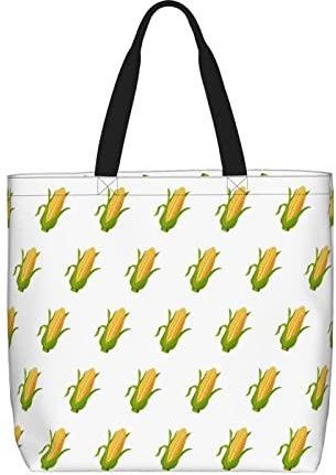 Generic Sac Fourre-Tout Motif D&Eacute;pis De Ma&iuml;s Frais Et M&ucirc;rs Sac Tissu Pliable De Grande Capacit&eacute; Sacs En Toile Pour Femmes, Pour Shopping, Burea, Voyage, Filles